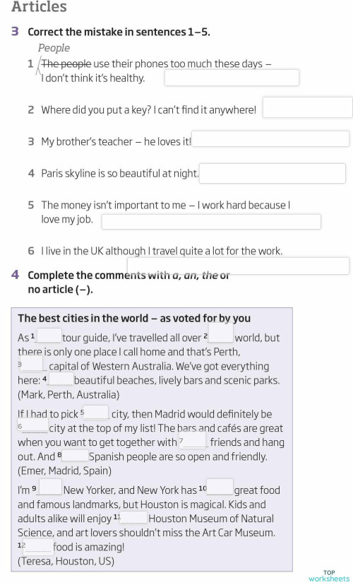 Articles grammar. Interactive worksheet | TopWorksheets