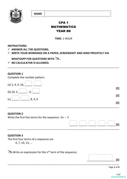 CPA 1_YEAR 8D. Interactive worksheet | TopWorksheets