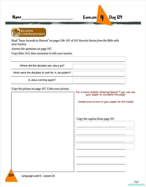 Lesson 25: Pg 254 Reading Comprehension Ex 4. Interactive worksheet ...