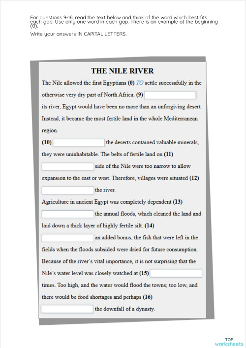 TEST 1 PAPER 1 - READING AND USE OF ENGLISH PART 2. Interactive ...