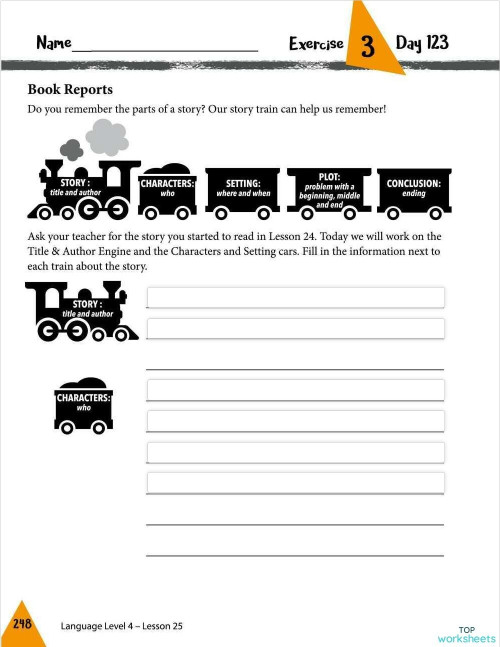 Lesson 25: Pg 248-249 Book Reports Ex 3. Interactive worksheet ...