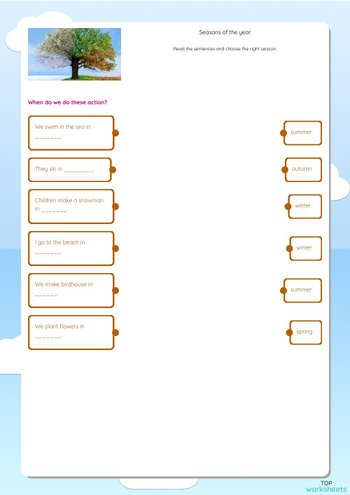 Seasons of the year. Interactive worksheet | TopWorksheets