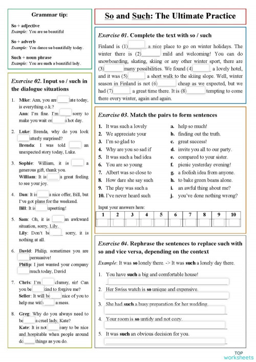 So and such. Interactive worksheet | TopWorksheets