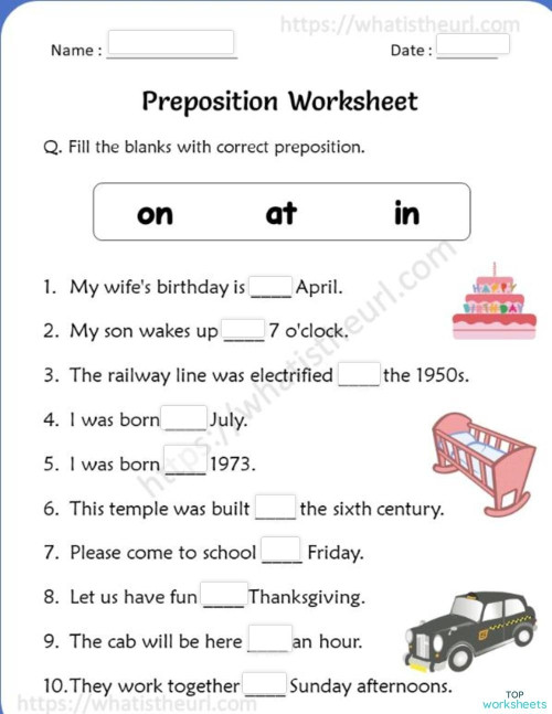 Preposition Practice. Interactive worksheet | TopWorksheets