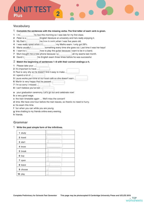 PET Unit 2 Review. Interactive worksheet | TopWorksheets