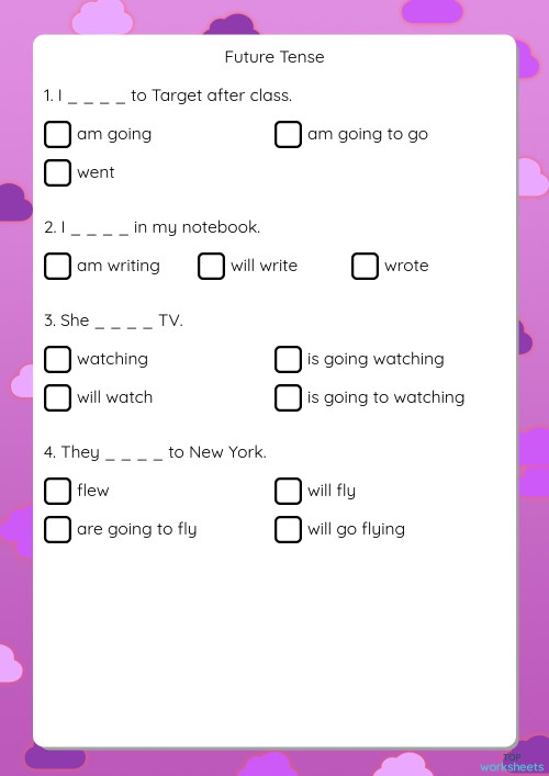 Future Tense. Interactive worksheet | TopWorksheets