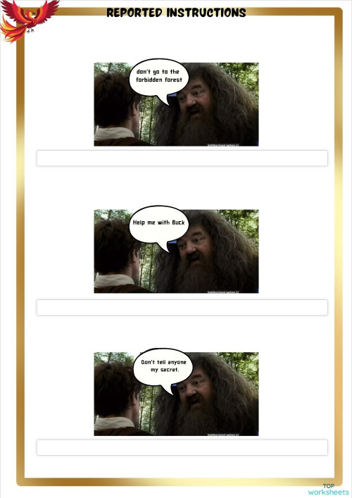 reported instructions-Harry Potter. Interactive worksheet | TopWorksheets