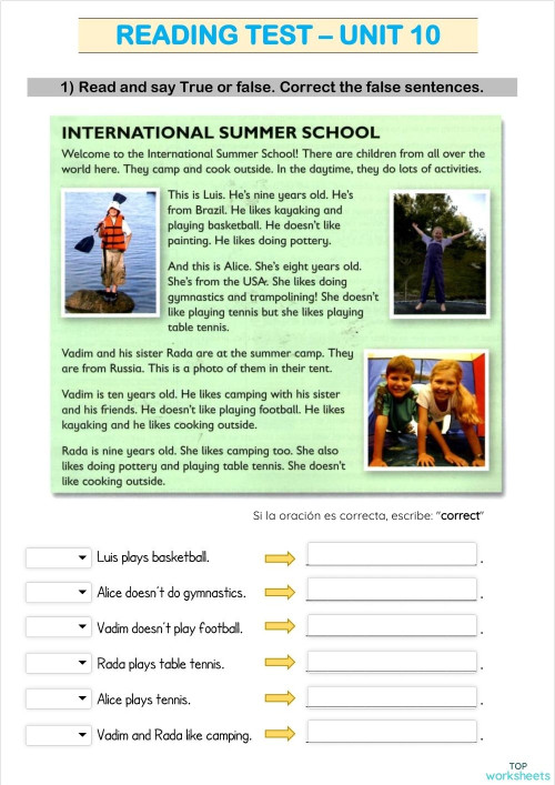 Unit 10 - READING. Interactive worksheet | TopWorksheets