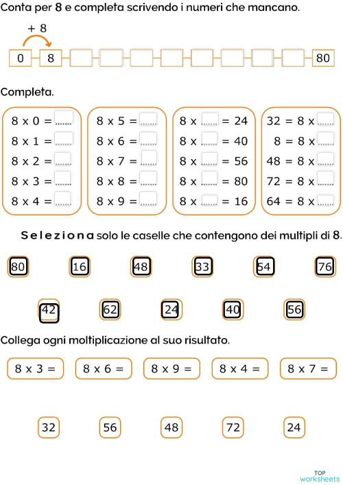 Tabelline: schede interattive ed esercizi online | TopWorksheets