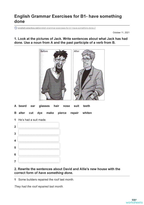 have something done (I). Interactive worksheet | TopWorksheets