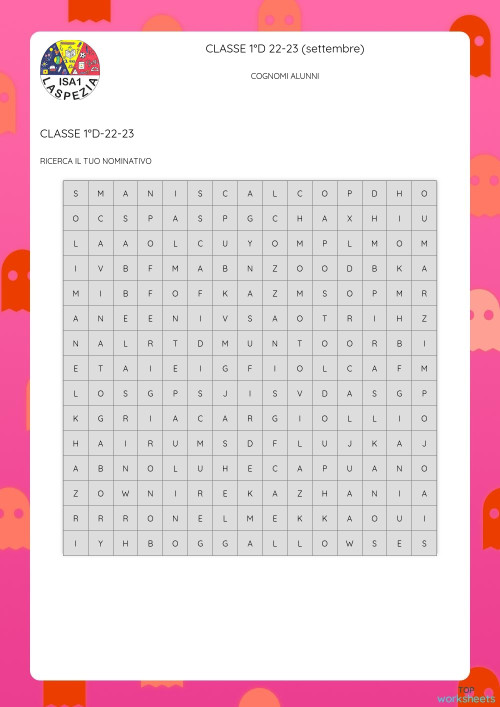 NOMI Alterati Tabella. Interactive worksheet | TopWorksheets
