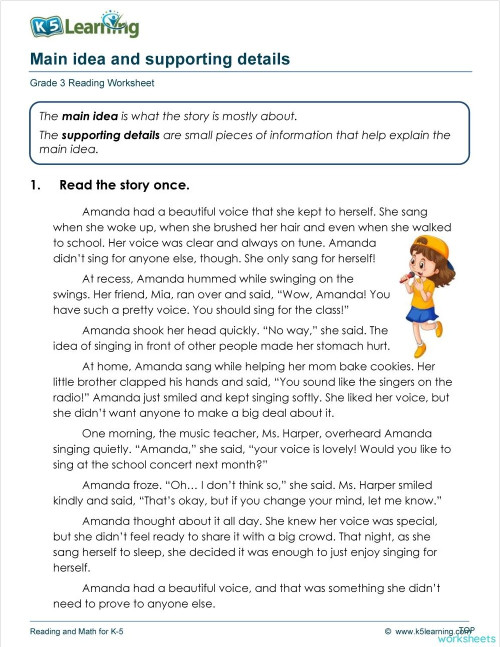 Main idea and Supporting Details. Interactive worksheet | TopWorksheets