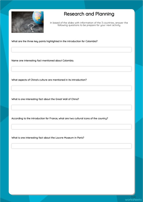 Research and Planning. Interactive worksheet | TopWorksheets