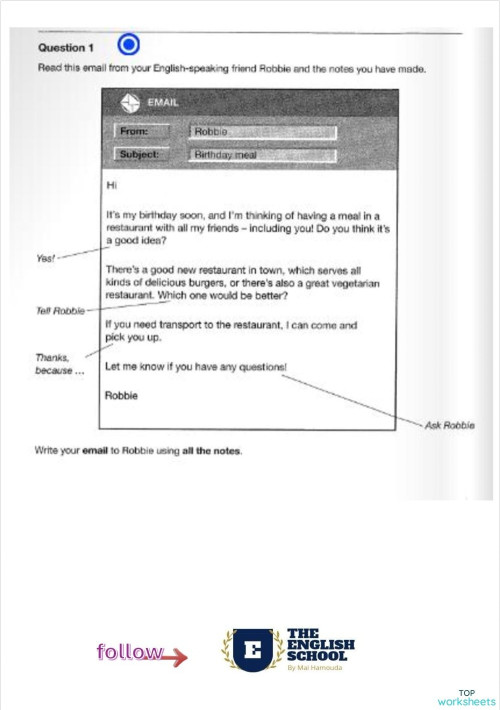 Writing - teens b1 - cambridge. Interactive worksheet | TopWorksheets