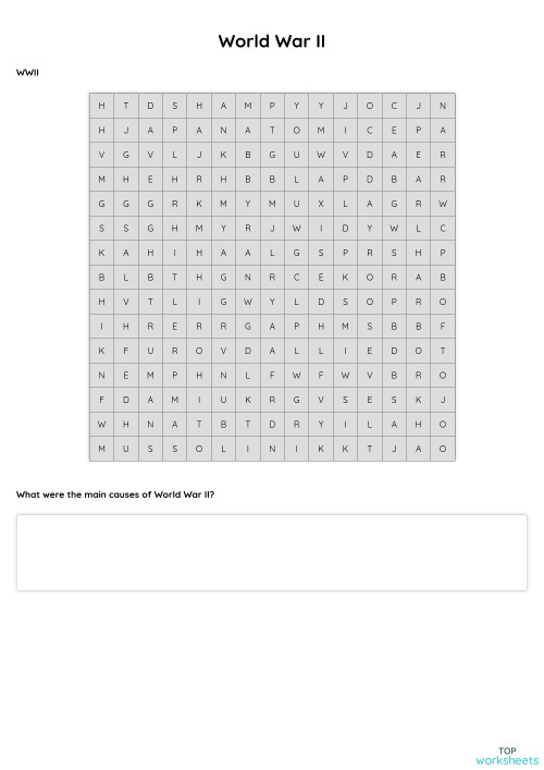 World War II. Interactive worksheet | TopWorksheets