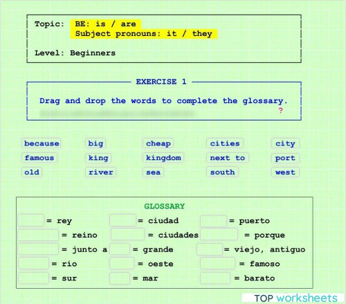 Basic - 1 - 7 - 1SPRON.GAP. Interactive worksheet | TopWorksheets