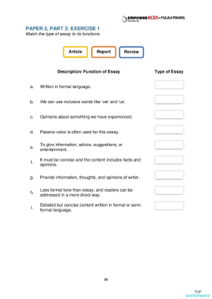 Paper 2, Part 3, Exercise 1. Interactive worksheet | TopWorksheets