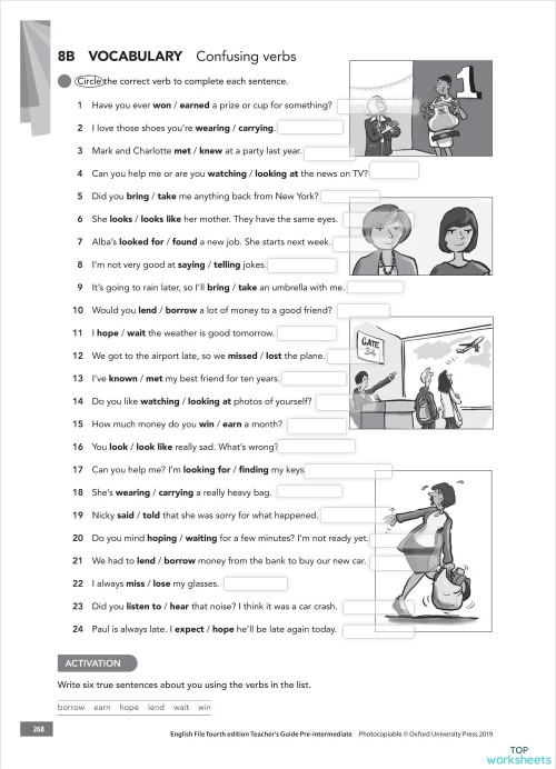 PGE(8B:Vocabulary-Confusing verbs). Interactive worksheet | TopWorksheets