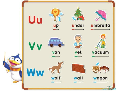 phonics UVW 3. Interactive worksheet | TopWorksheets