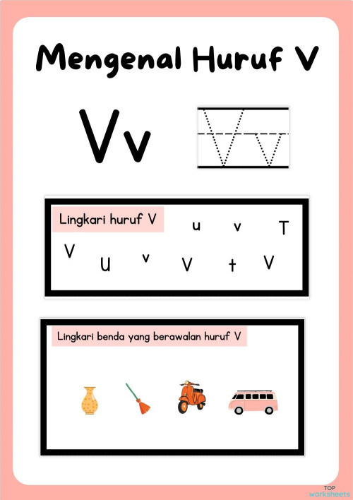 MENULIS HURUF V. Interactive worksheet | TopWorksheets