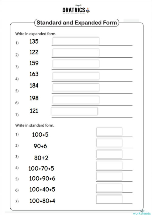 Standard and Expanded 444. Interactive worksheet | TopWorksheets
