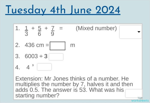 5 A Day 4/06/24. Interactive worksheet | TopWorksheets