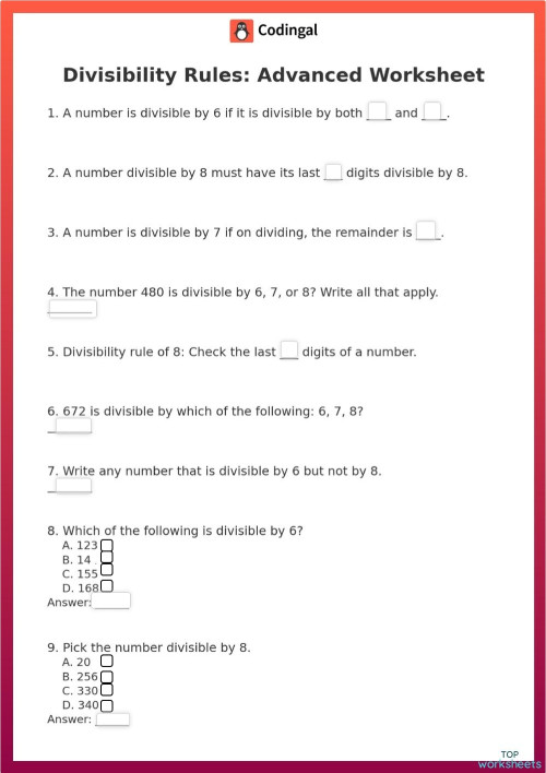 M_G04M07L19_WA01_divisibility(6to8)_rules. Interactive worksheet ...