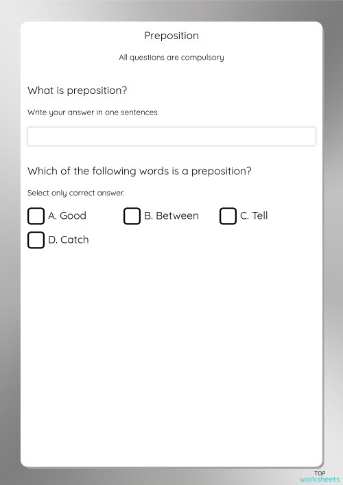 Preposition. Interactive worksheet | TopWorksheets