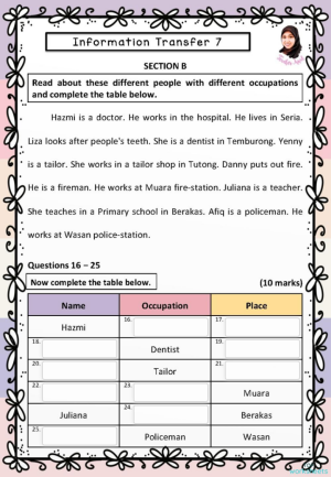 Information Transfer & Dialogue 7 (5B) LA. Interactive worksheet ...