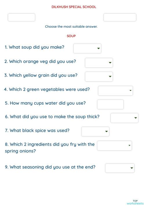CUP - A - SOUP. Interactive worksheet | TopWorksheets