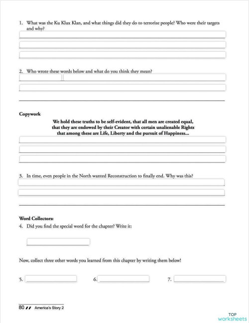 Chapter 7: Copy work Pg 80. Interactive worksheet | TopWorksheets