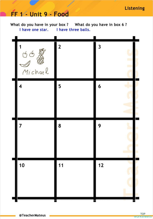 FF 1 - Unit 09 - 0 - Food. Interactive worksheet | TopWorksheets