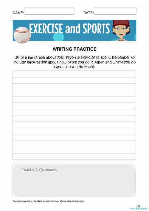 Sports and exercise!!. Interactive worksheet | TopWorksheets