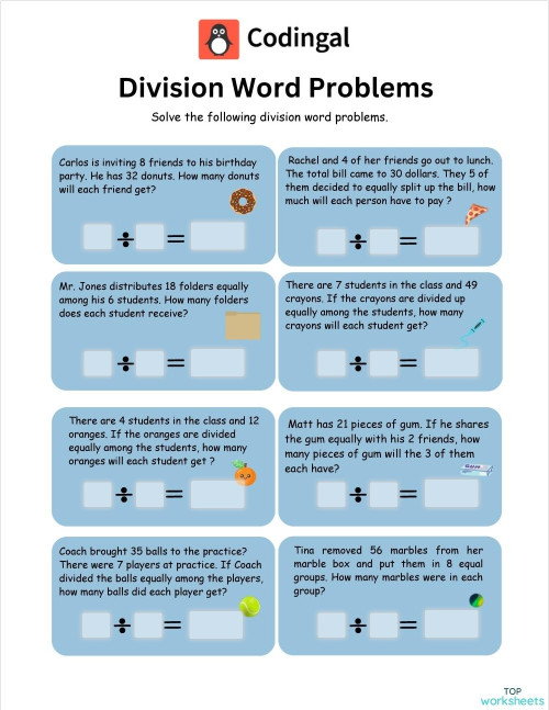 M_G02M11L54_WA01_Division word problems. Interactive worksheet ...