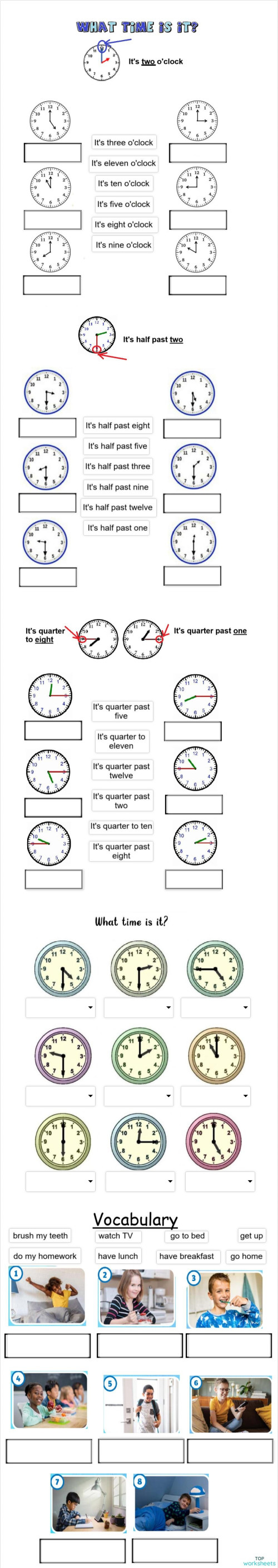 Time + vocabulary. Interactive worksheet | TopWorksheets