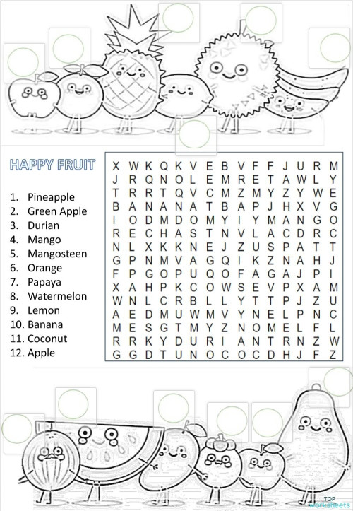 FRUIT OTHER FOOD AND DRINKS. Interactive worksheet | TopWorksheets