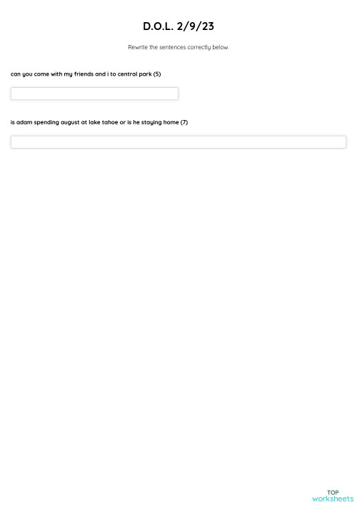 D.O.L. 2/9/23. Interactive worksheet | TopWorksheets