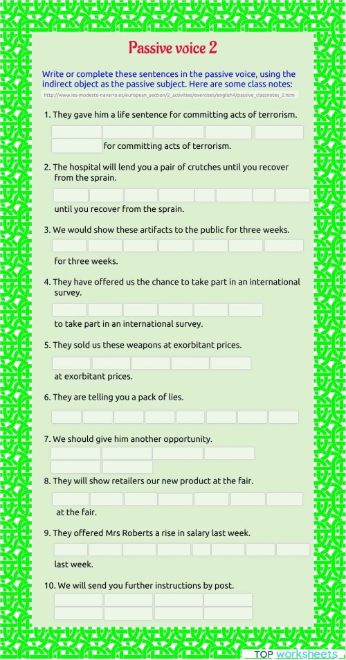 Passive voice 2. Interactive worksheet | TopWorksheets