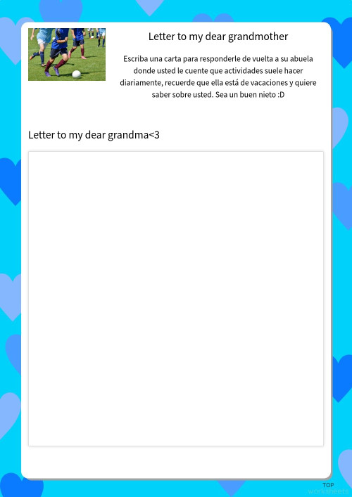 Letter to my dear grandmother. Interactive worksheet | TopWorksheets
