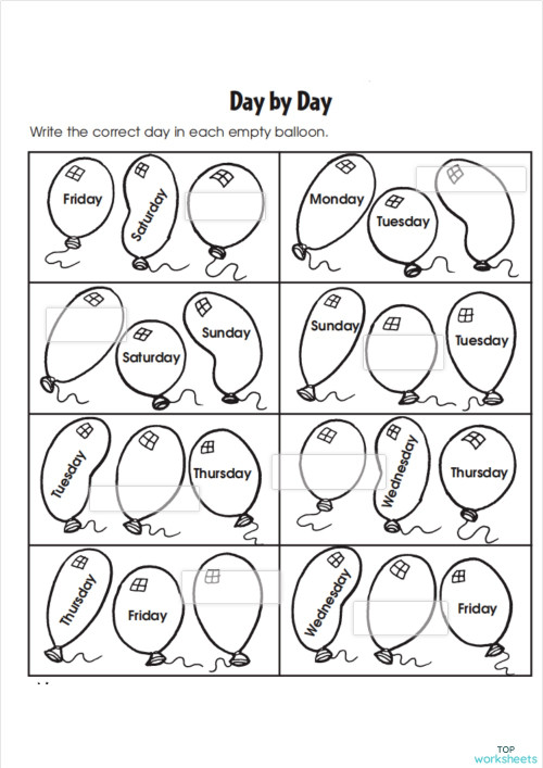 KFUN_05_DAYS. Interactive worksheet | TopWorksheets
