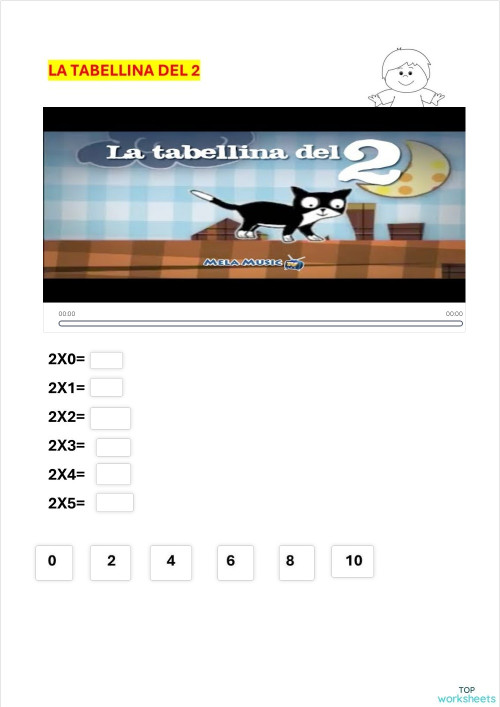 La tabellina del 2. Scheda interattiva | TopWorksheets