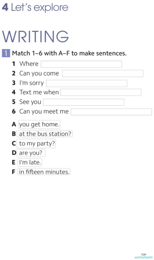 Let's explore - writing. Interactive worksheet | TopWorksheets