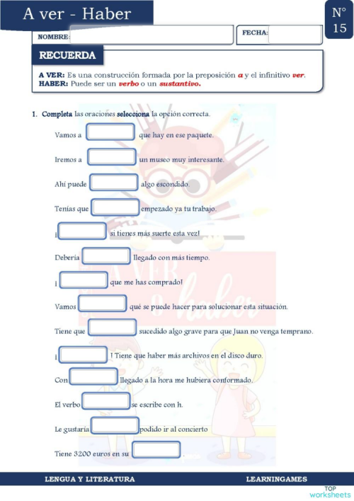 A ver - Haber. Ficha interactiva | TopWorksheets