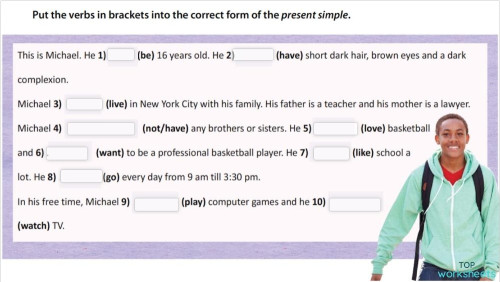 Present Simple Test A1+. Interactive worksheet | TopWorksheets