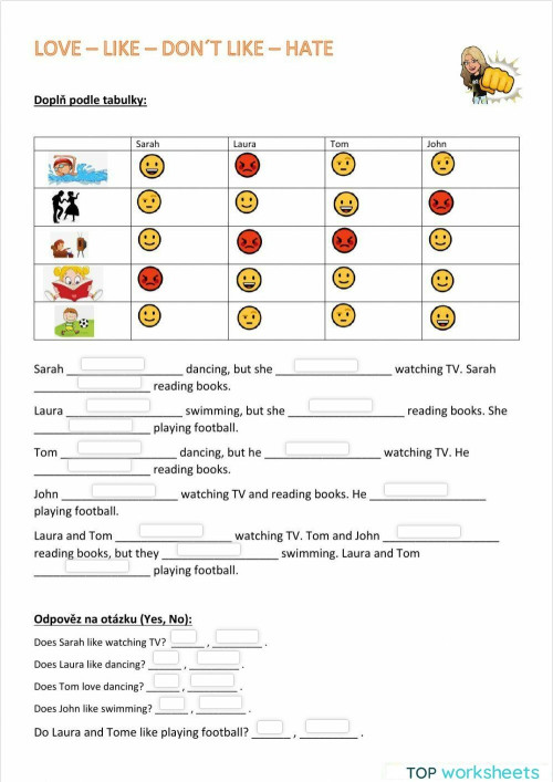 Like love hate. Interactive worksheet | TopWorksheets