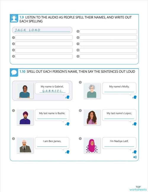 Spell the names. Interactive worksheet | TopWorksheets