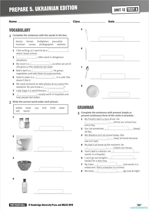 Prepare 5 Unit 12. Interactive worksheet | TopWorksheets