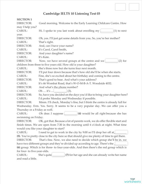 Cam 10_Test 3_Part 1_IELTS Listening practice (Dictation). Interactive ...