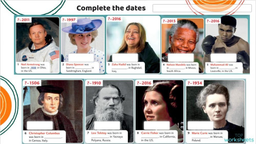 When were they born?. Interactive worksheet | TopWorksheets