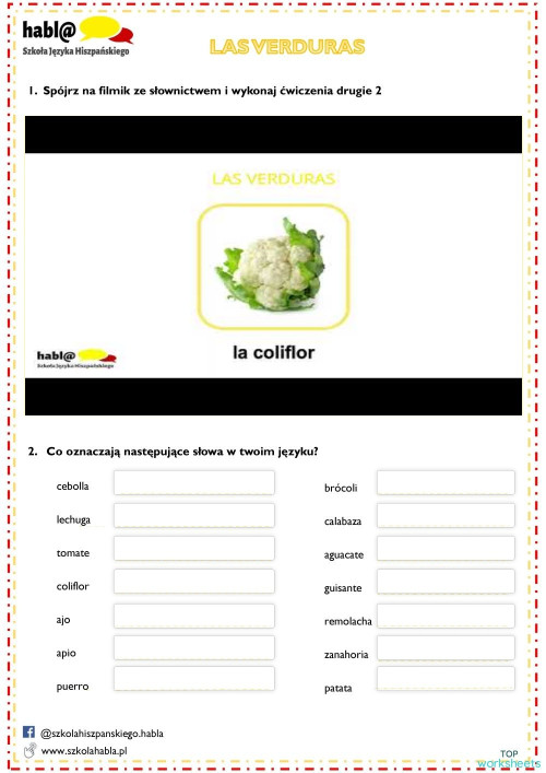 6 - (1) LAS VERDURAS. Ficha interactiva | TopWorksheets